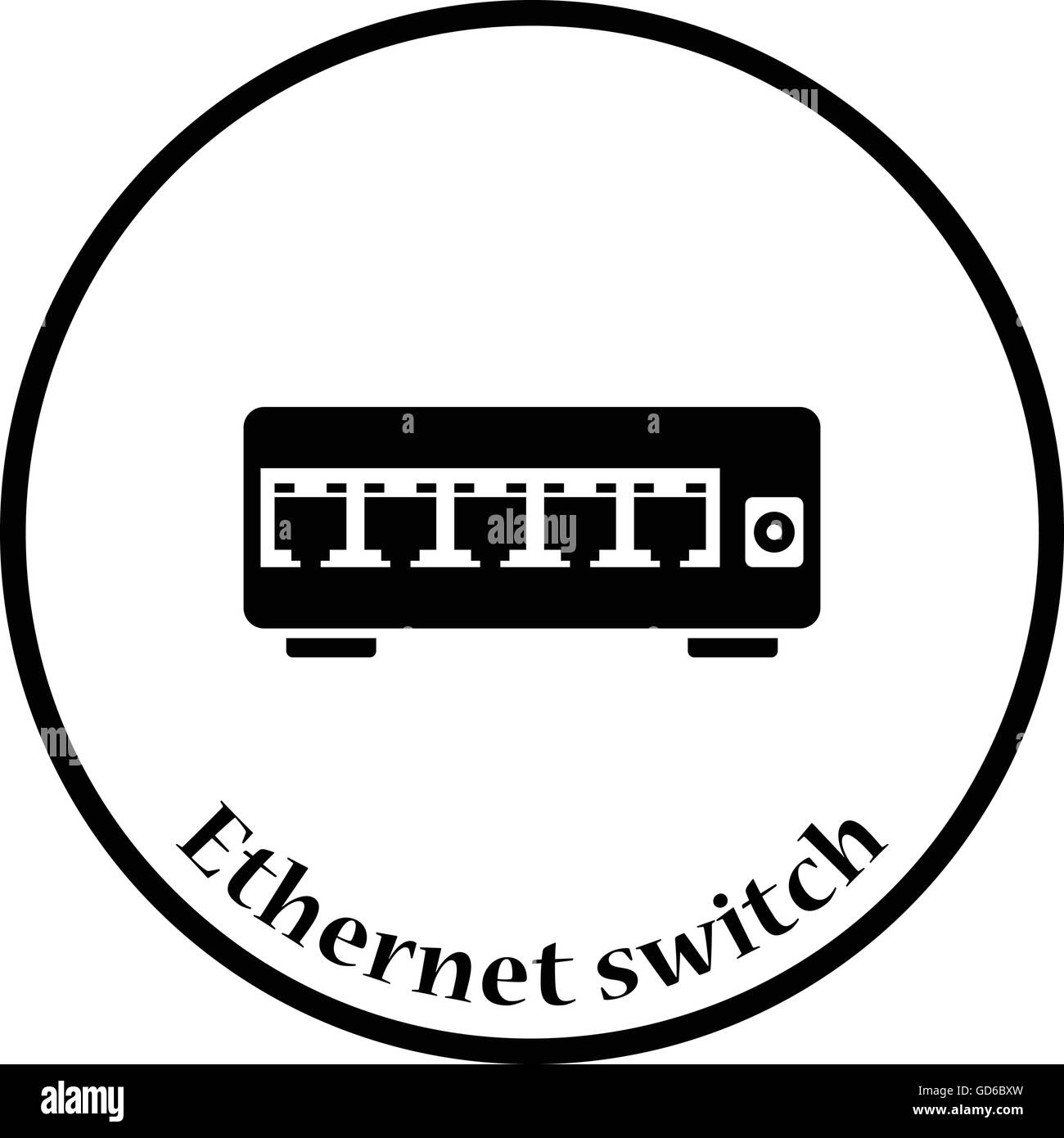 Ethernet switch icon flat Black and White Stock Photos & Images - Alamy