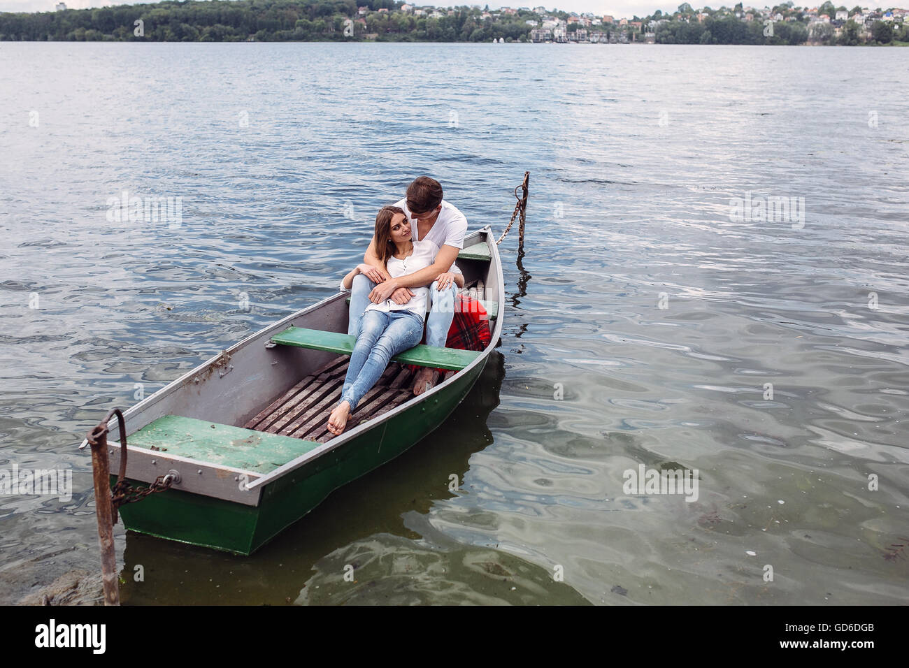 Couple in boat Stock Photo - Alamy