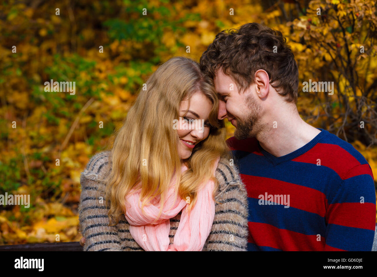Concepts of autumn love togetherness and relationship. Young romantic ...