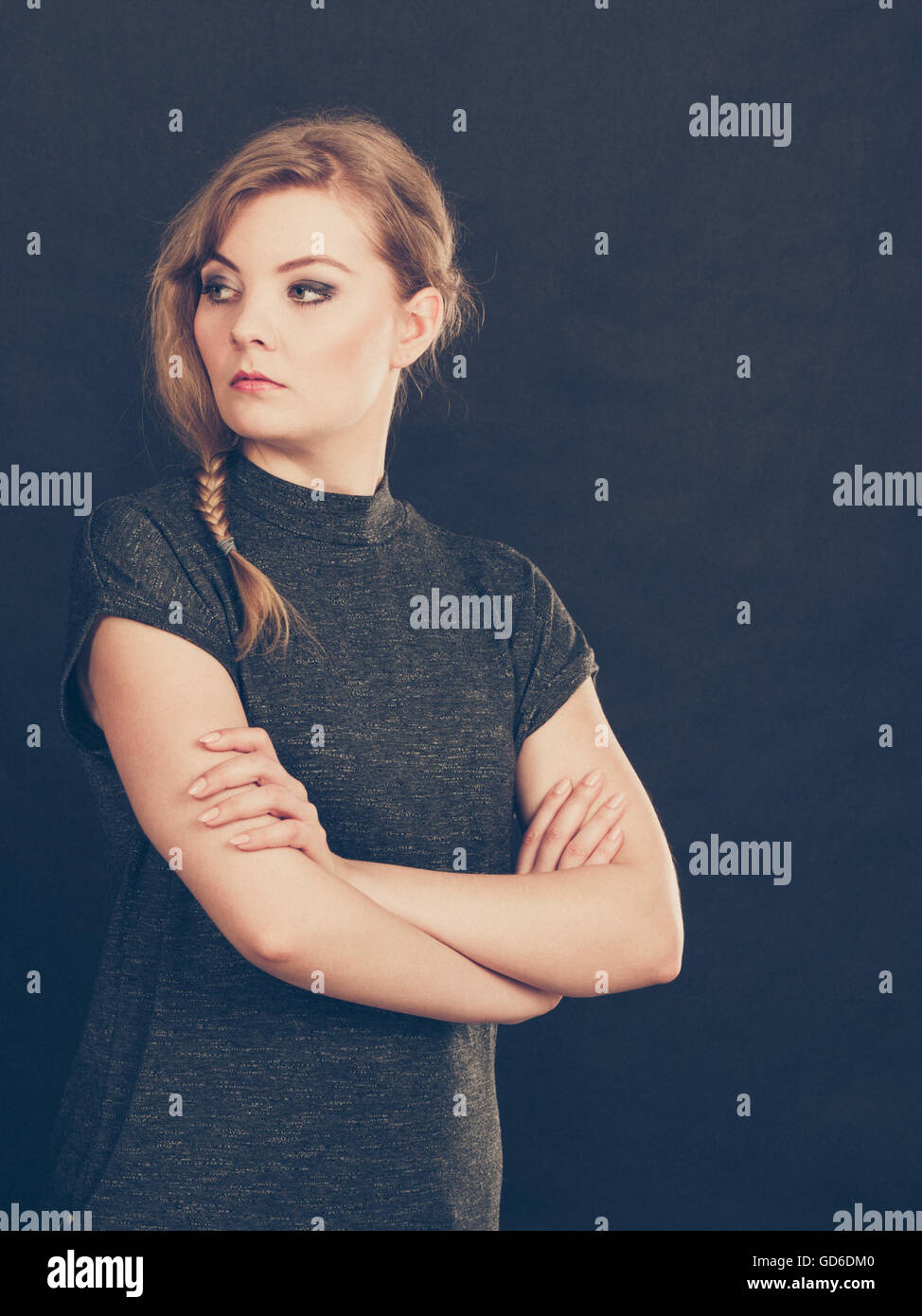 Facial emotions expression. Young blonde expressive angry furious ...