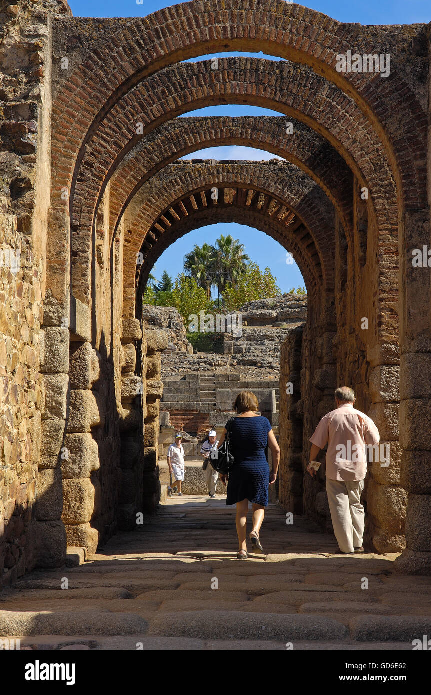 Roman amphitheatre, Merida, UNESCO World Heritage site, Badajoz ...
