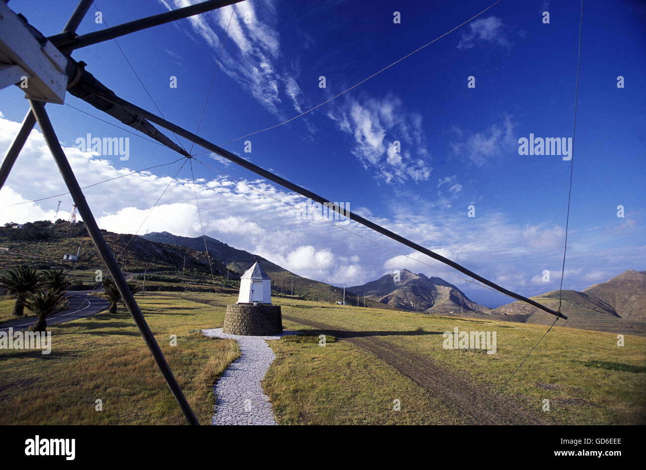 a traditional wind mill on the Island of Porto Santo ot the Madeira ...