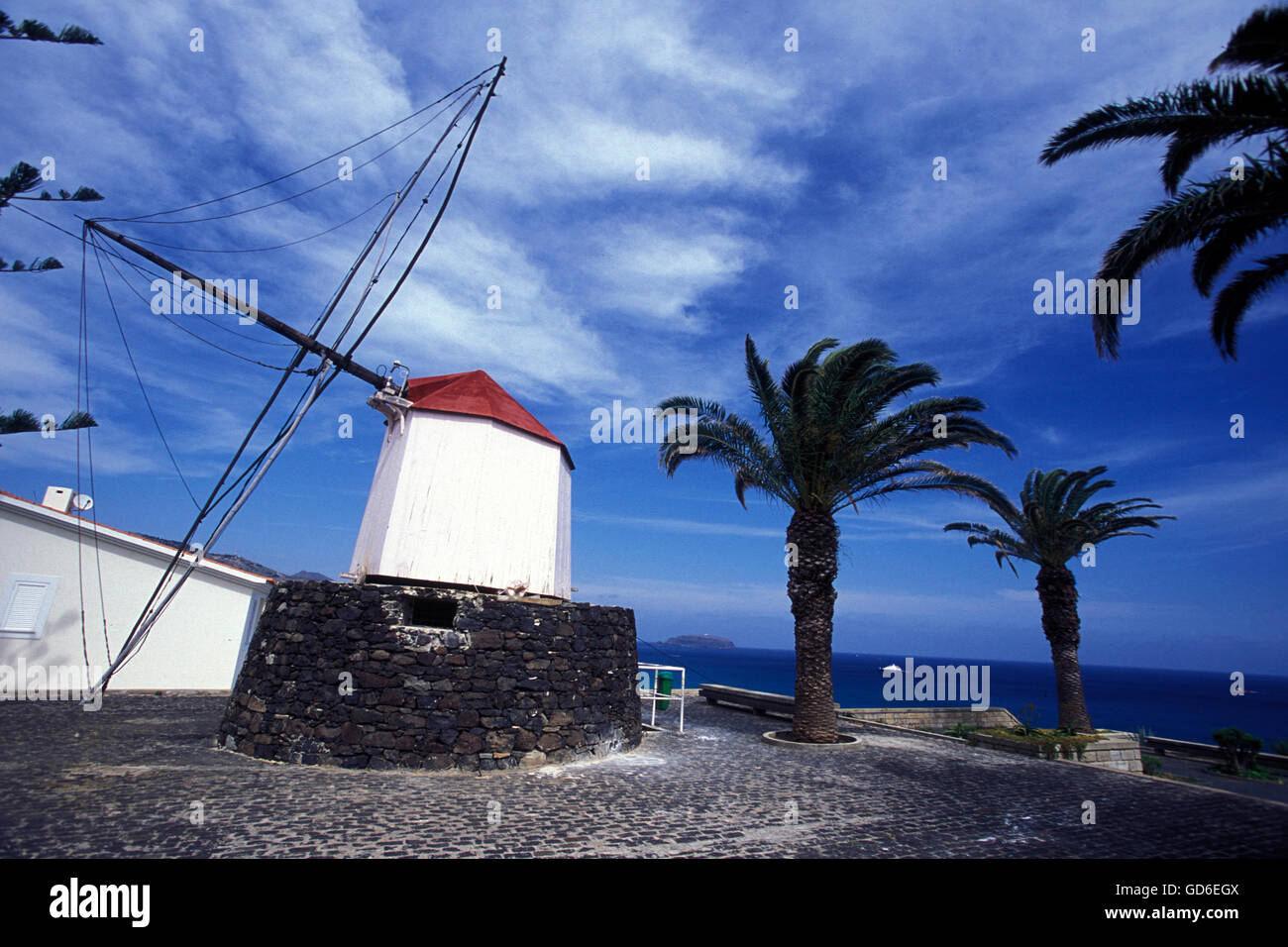 a traditional wind mill on the Island of Porto Santo ot the Madeira ...