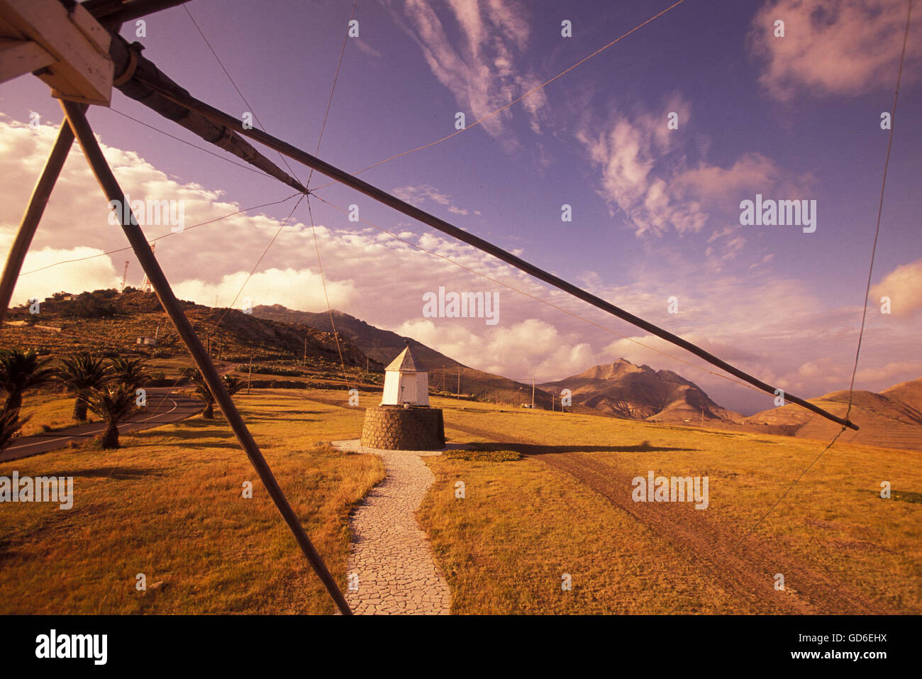 a traditional wind mill on the Island of Porto Santo ot the Madeira ...