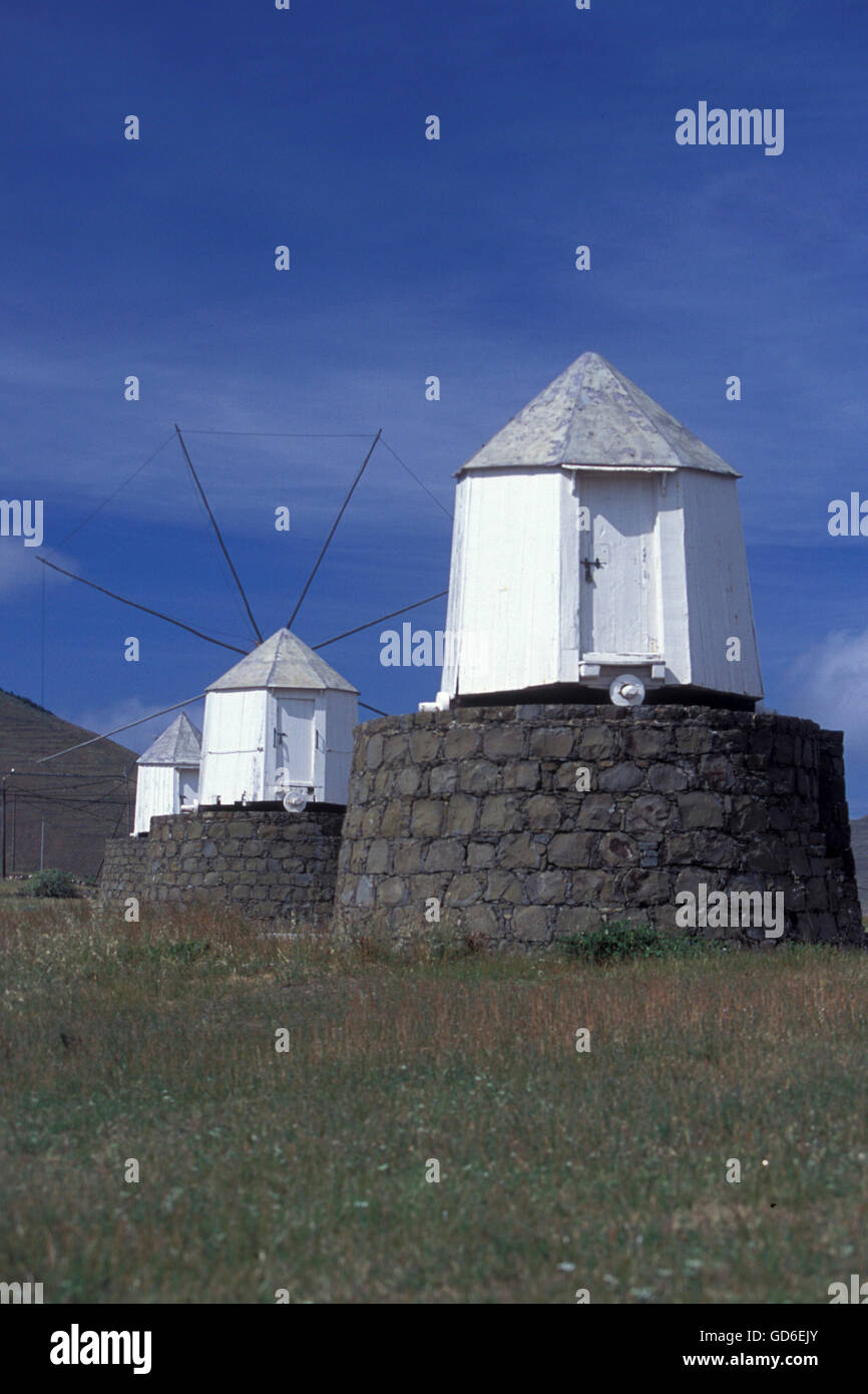 a traditional wind mill on the Island of Porto Santo ot the Madeira ...