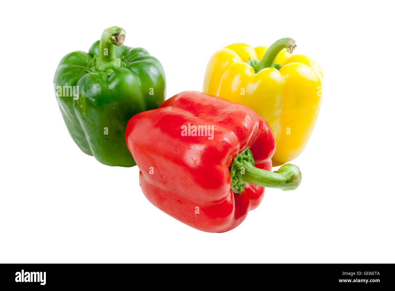 three bell peppers isolated on white background. Objects with clipping ...