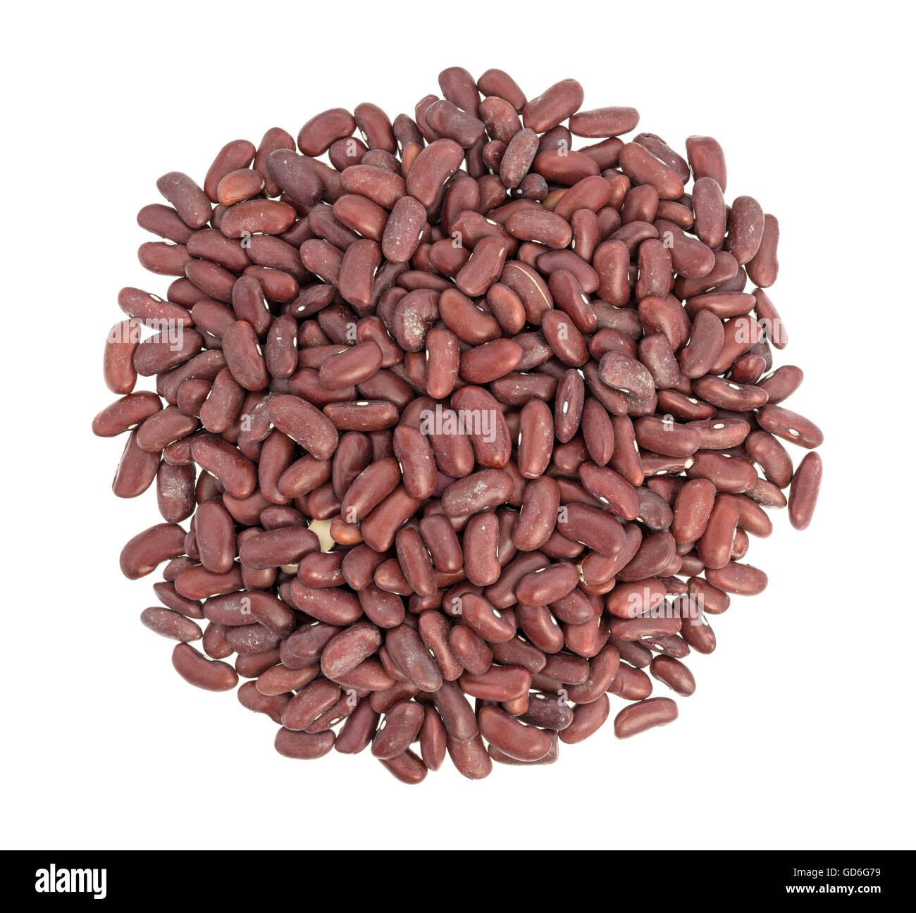Top view of a large portion of dark red organic kidney beans isolated ...