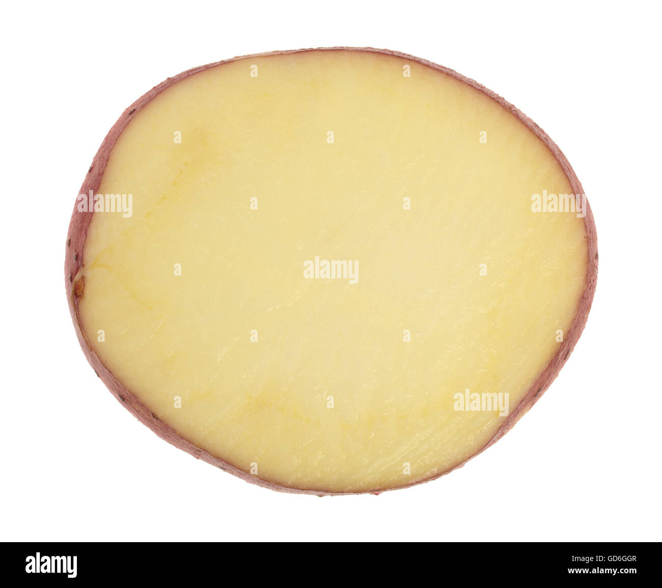 Top view of a single slice of red potato isolated on a white background ...