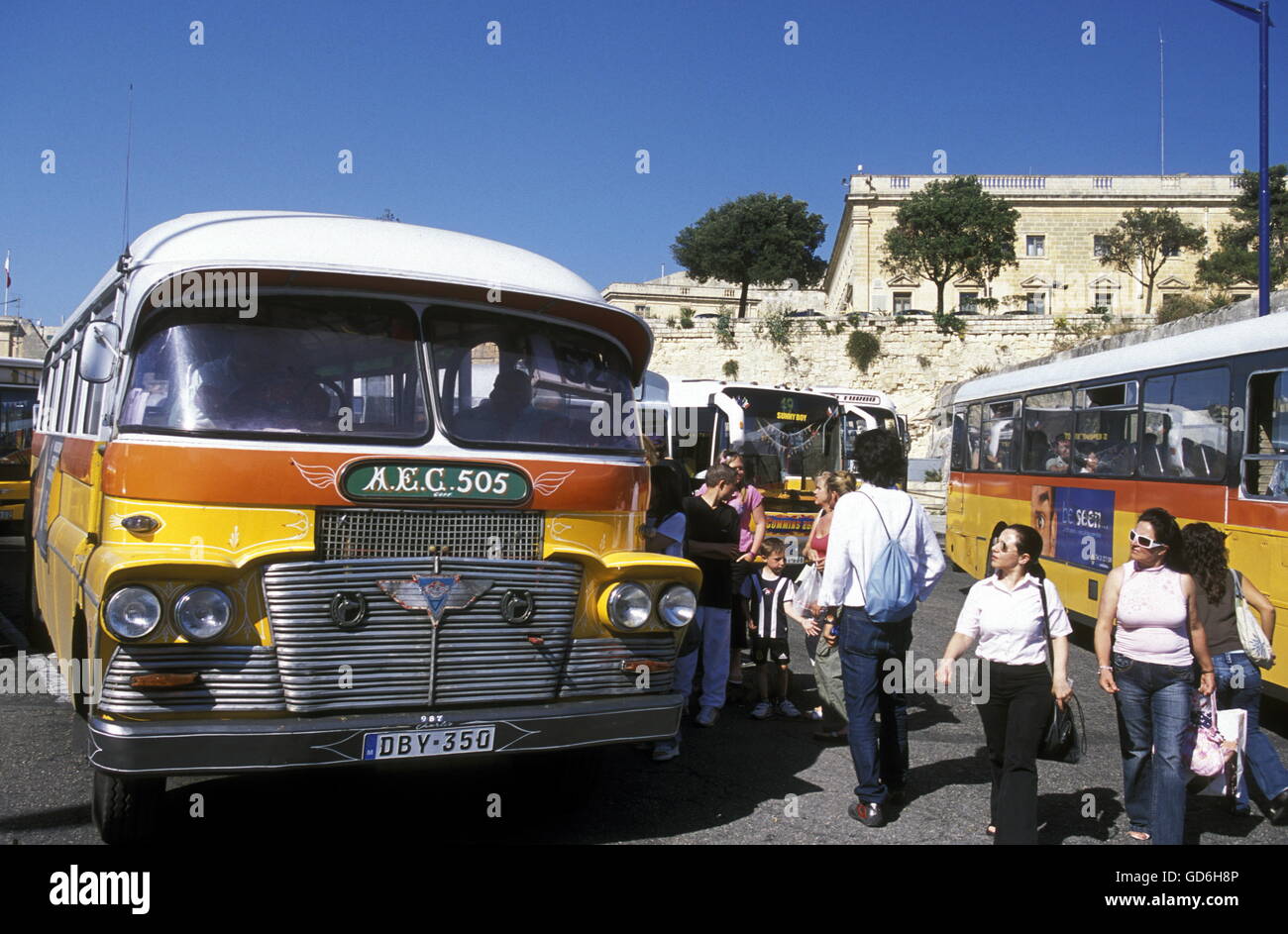 The Bus Terminal in the City of Valletta on Malta in Europe Stock Photo ...