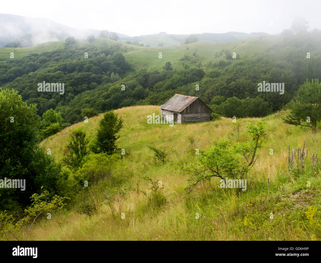 mountain morning cabin Stock Photo - Alamy