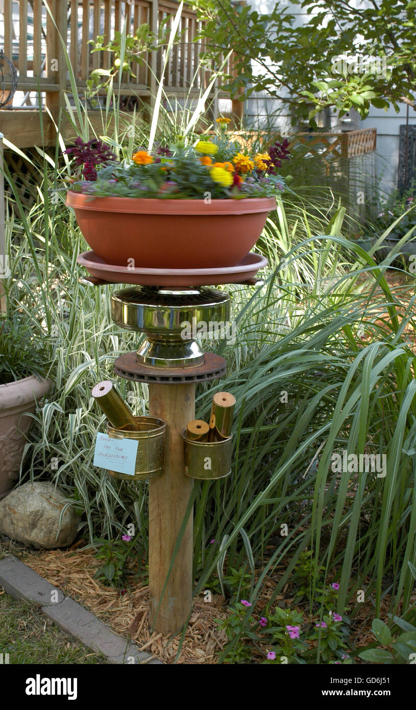 Handmade Garden kaleidescope made with fan rotor Stock Photo - Alamy