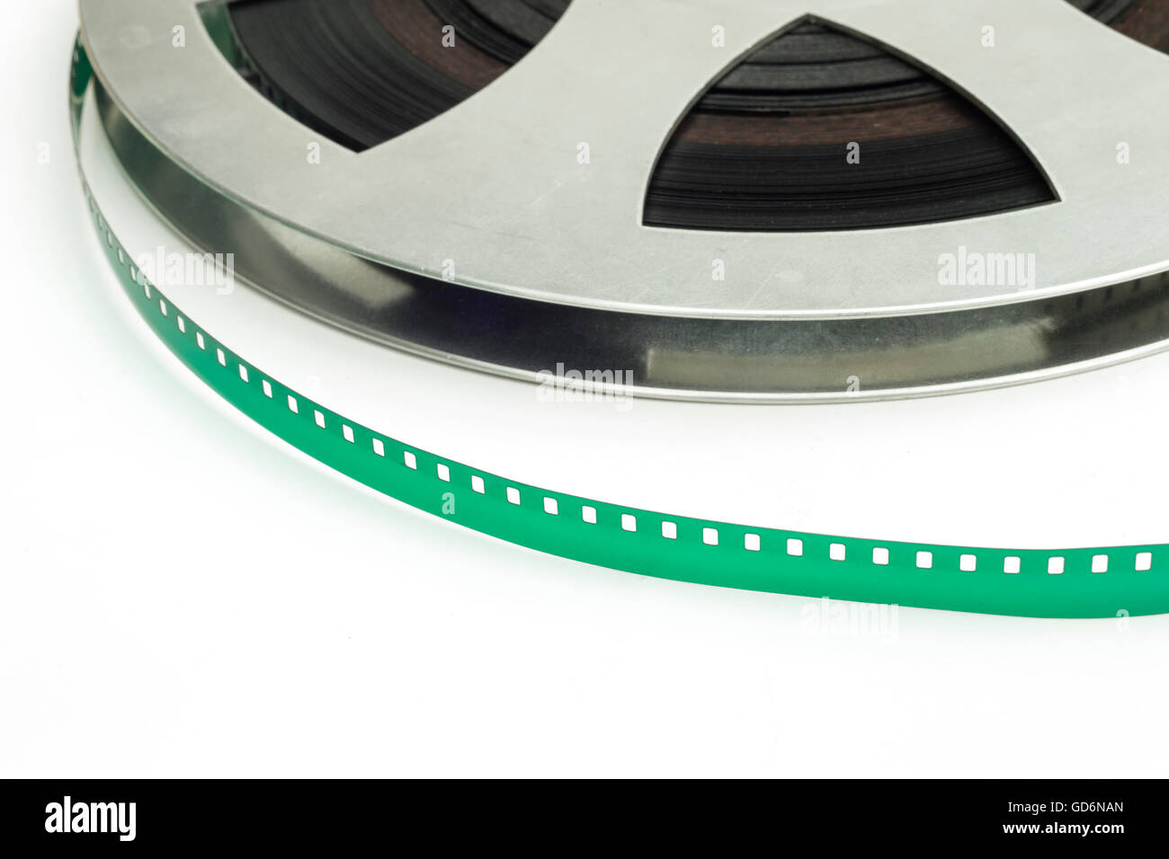 Detail of film reel on white isolated background Stock Photo - Alamy