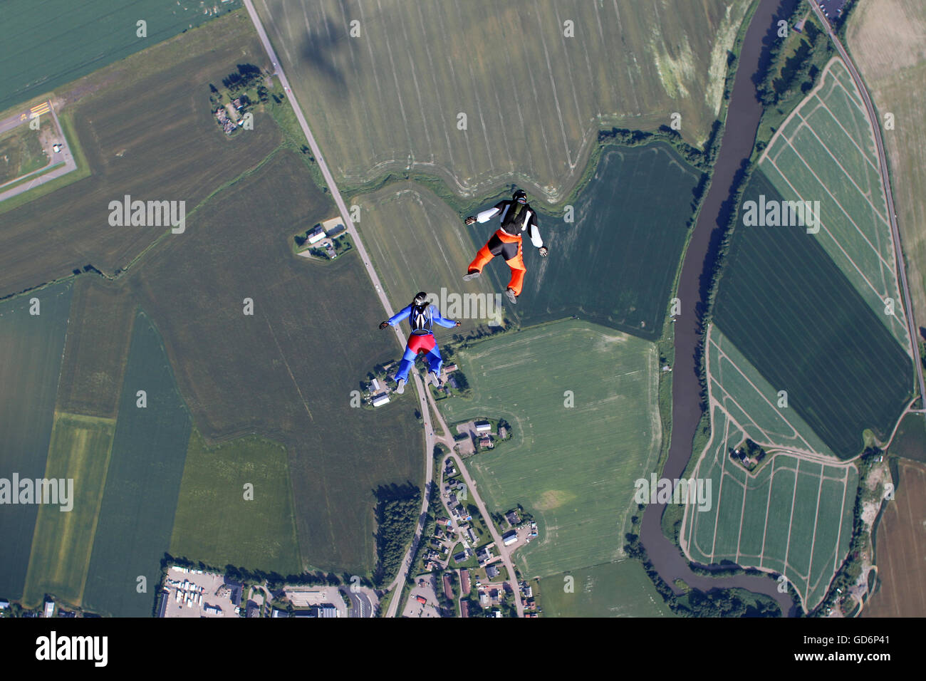 Funjump skydiving from 1200 ft over Norway Stock Photo - Alamy
