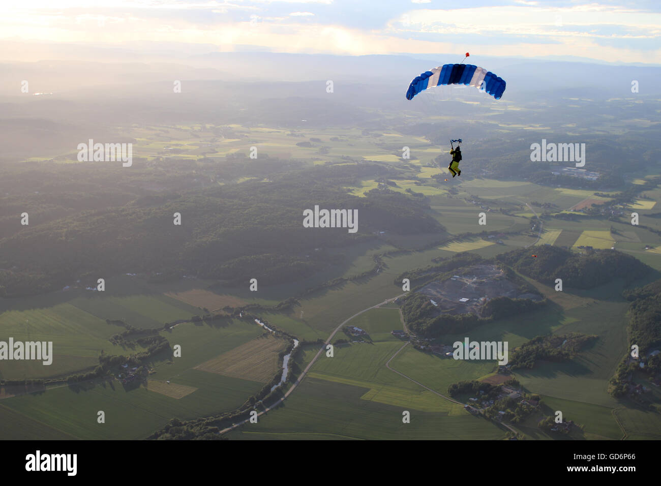 Funjump skydiving from 1200 ft over Norway Stock Photo - Alamy