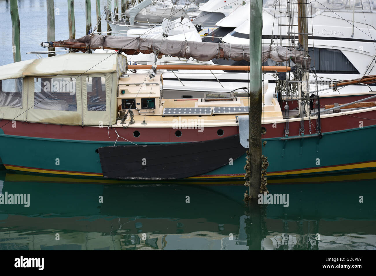 Colourful old-fashioned yacht Stock Photo - Alamy