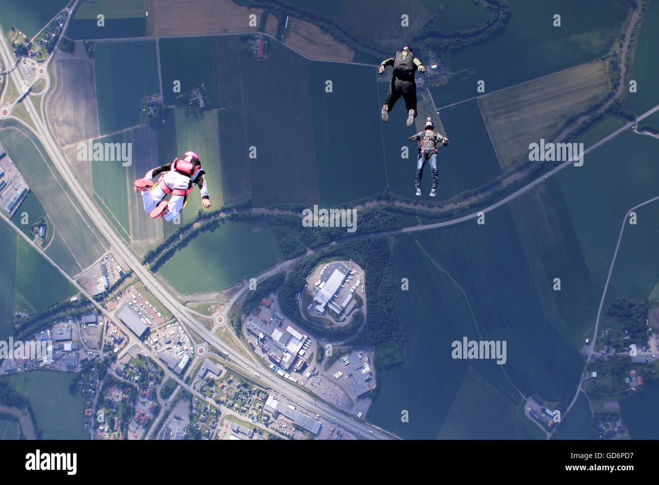 Funjump skydiving from 1200 ft over Norway Stock Photo - Alamy
