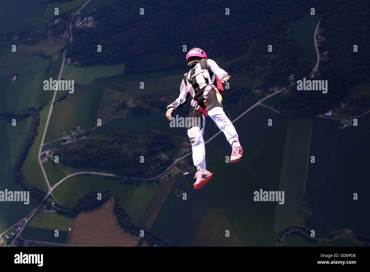 Funjump skydiving from 1200 ft over Norway Stock Photo - Alamy