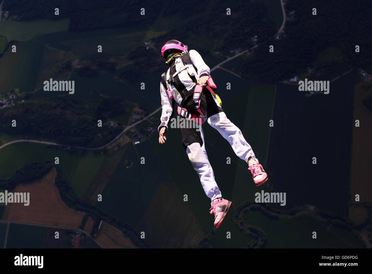 Funjump skydiving from 1200 ft over Norway Stock Photo - Alamy