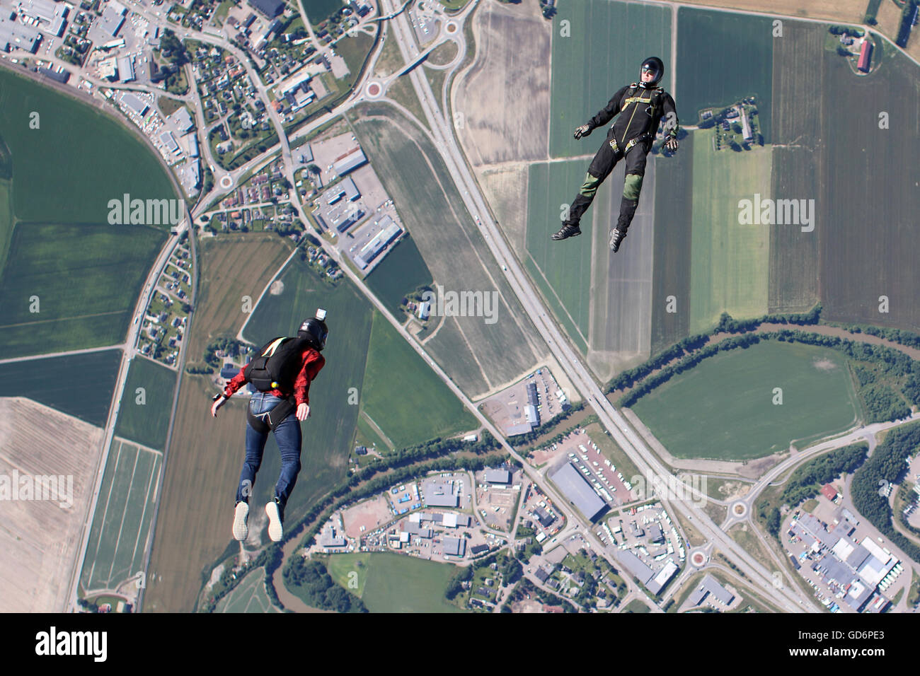 Funjump skydiving from 1200 ft over Norway Stock Photo - Alamy