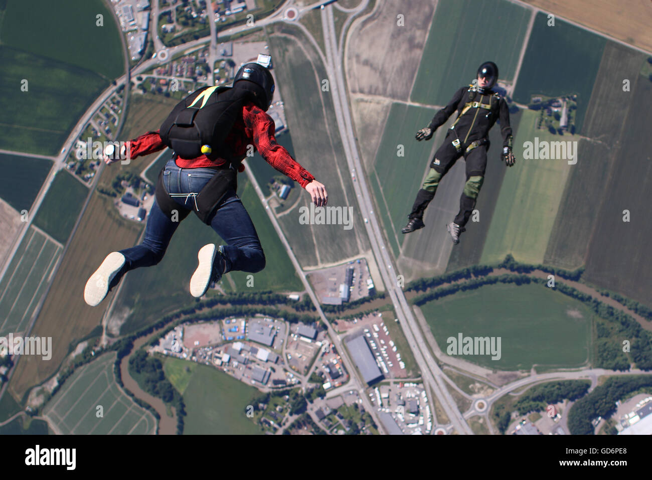 Funjump skydiving from 1200 ft over Norway Stock Photo - Alamy
