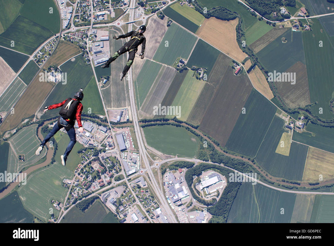 Funjump skydiving from 1200 ft over Norway Stock Photo - Alamy