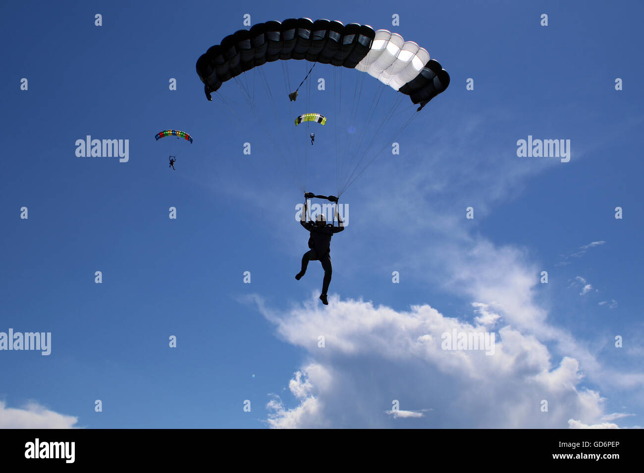 Funjump skydiving from 1200 ft over Norway Stock Photo - Alamy