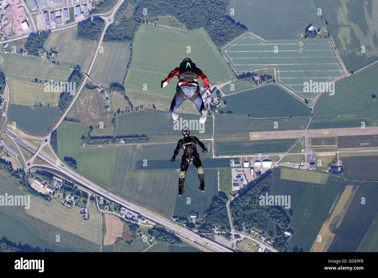 Funjump skydiving from 1200 ft over Norway Stock Photo - Alamy