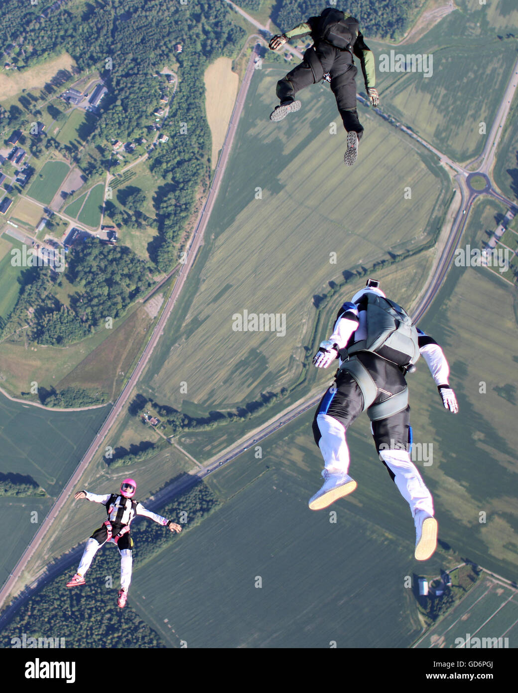 Funjump skydiving from 1200 ft over Norway Stock Photo - Alamy