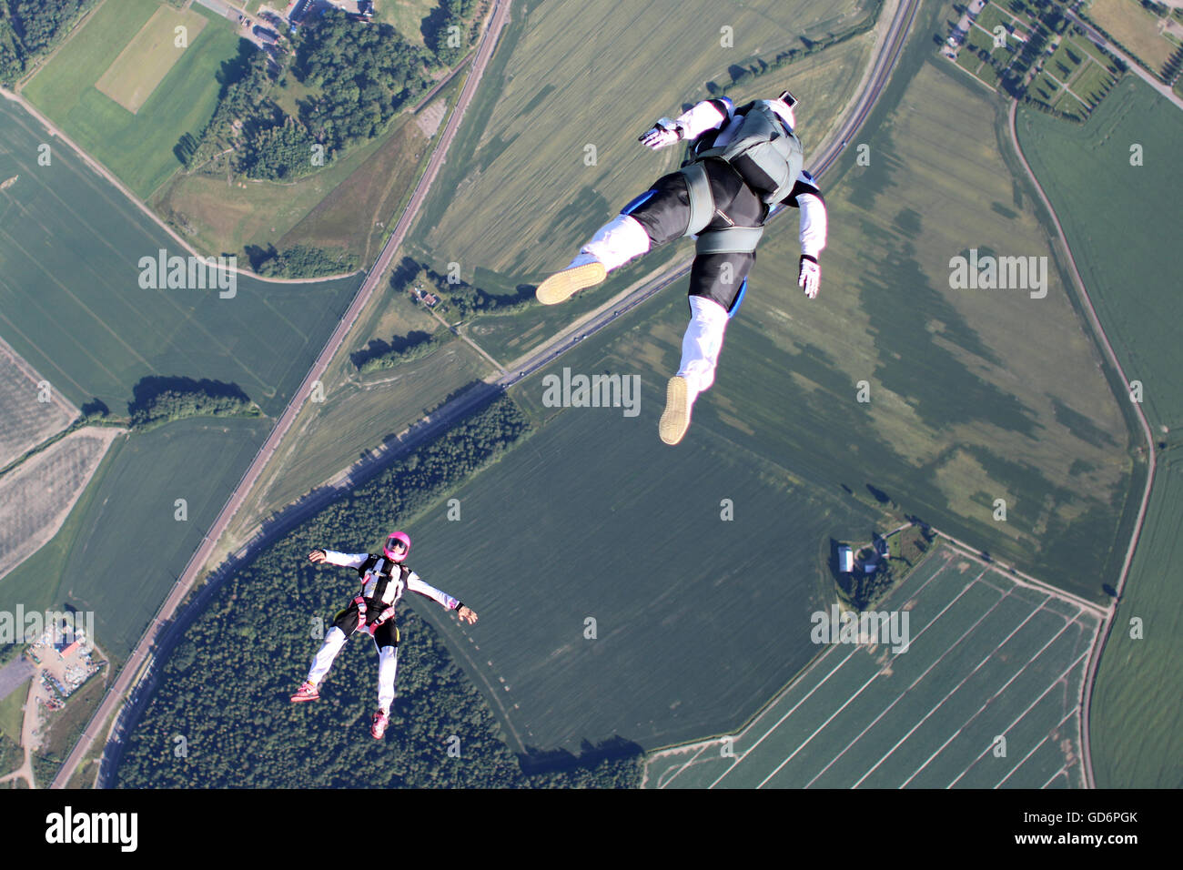Funjump skydiving from 1200 ft over Norway Stock Photo - Alamy