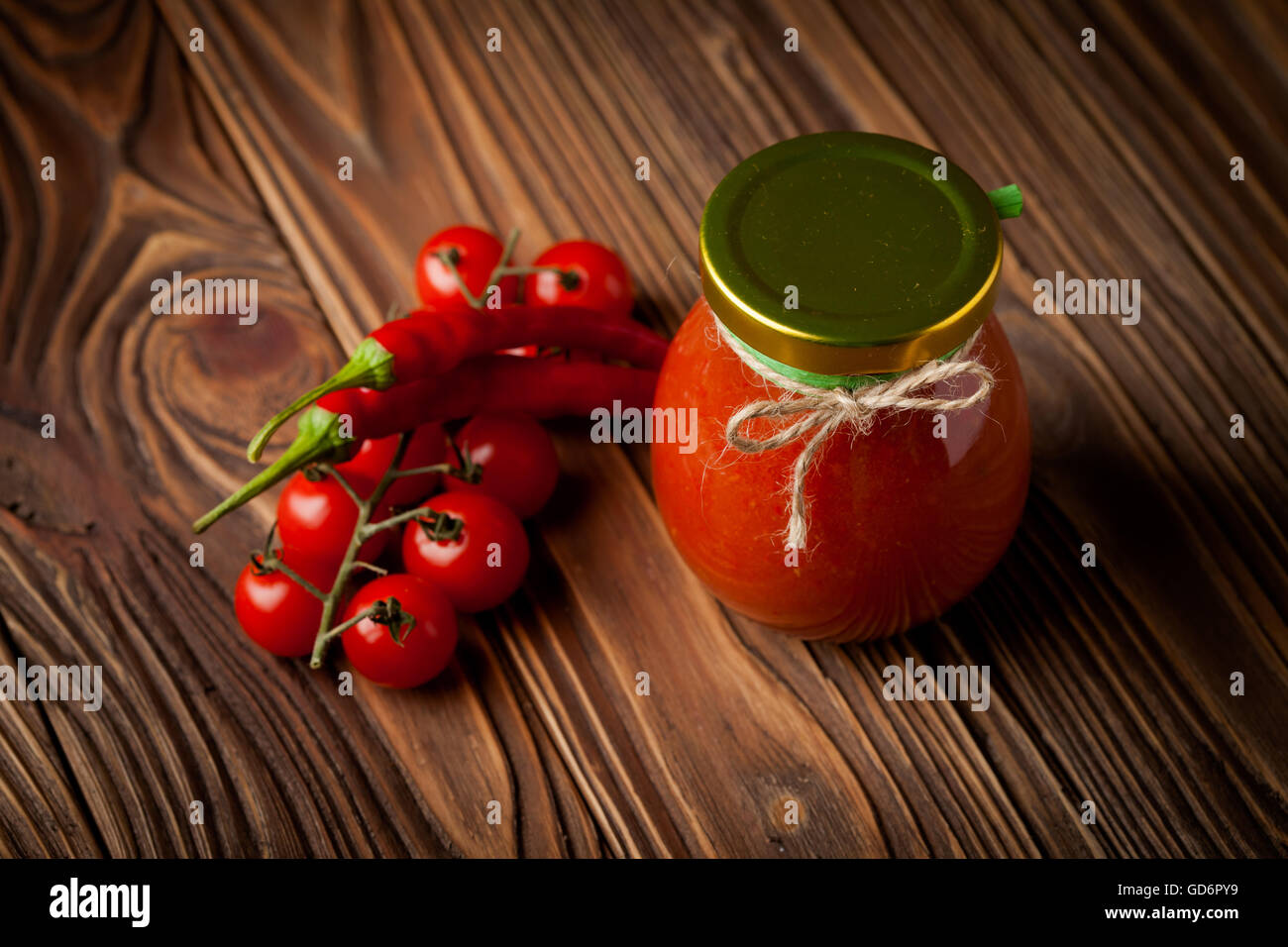 Natural diy tomato chutney with chilli Stock Photo - Alamy