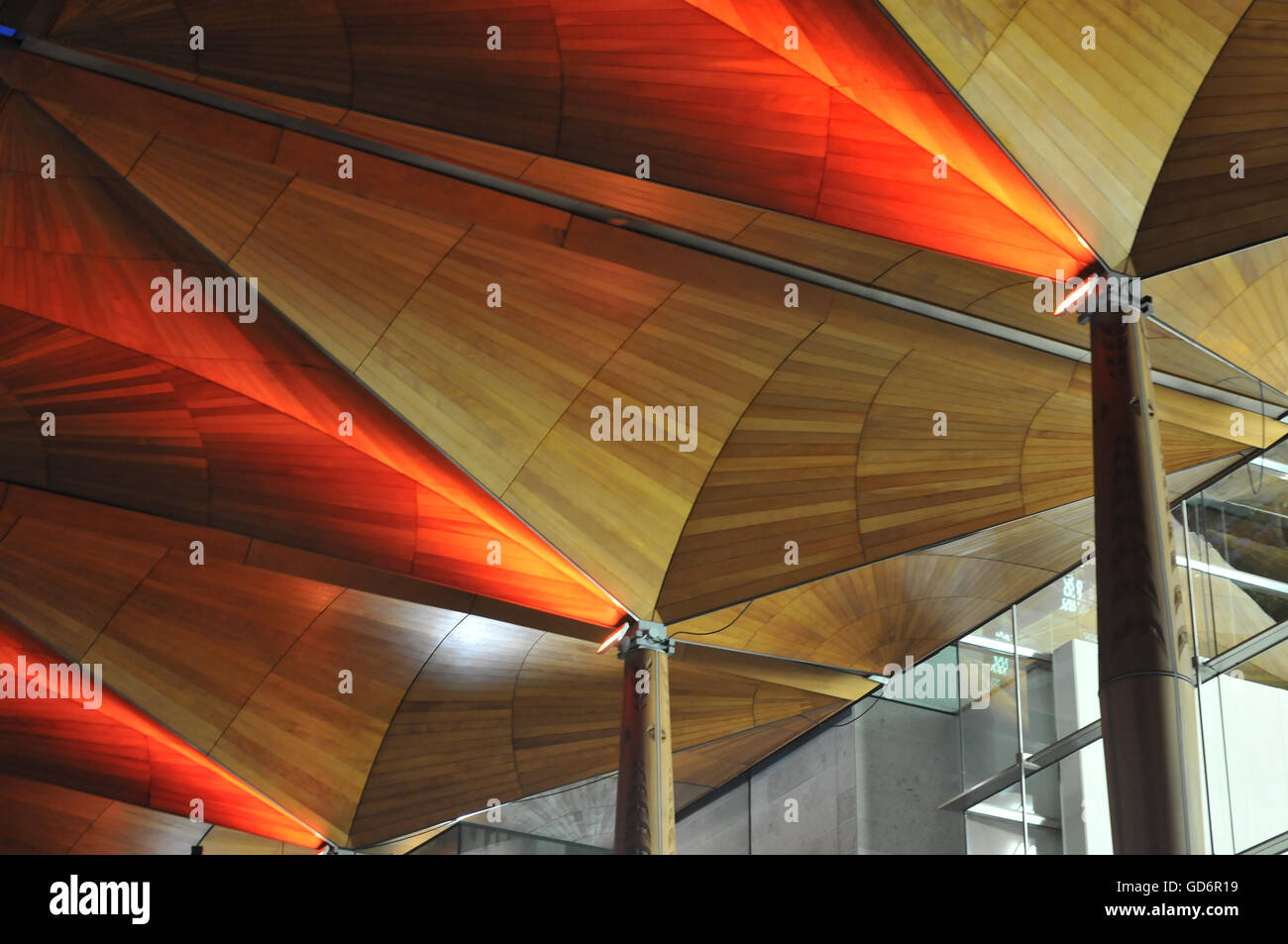 Ceiling illuminated by red light Stock Photo - Alamy