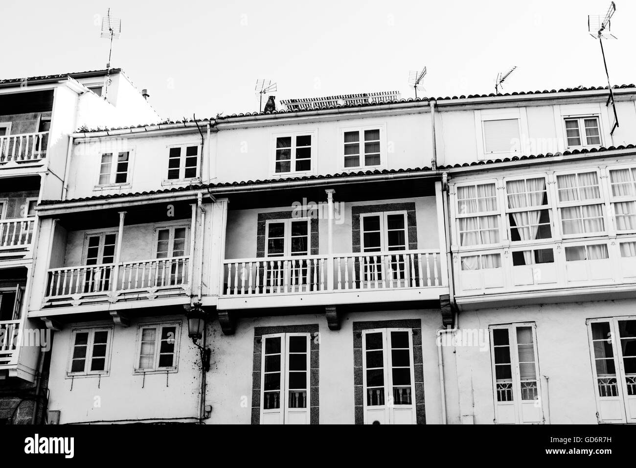 Facades traditional residential buildings Black and White Stock Photos ...