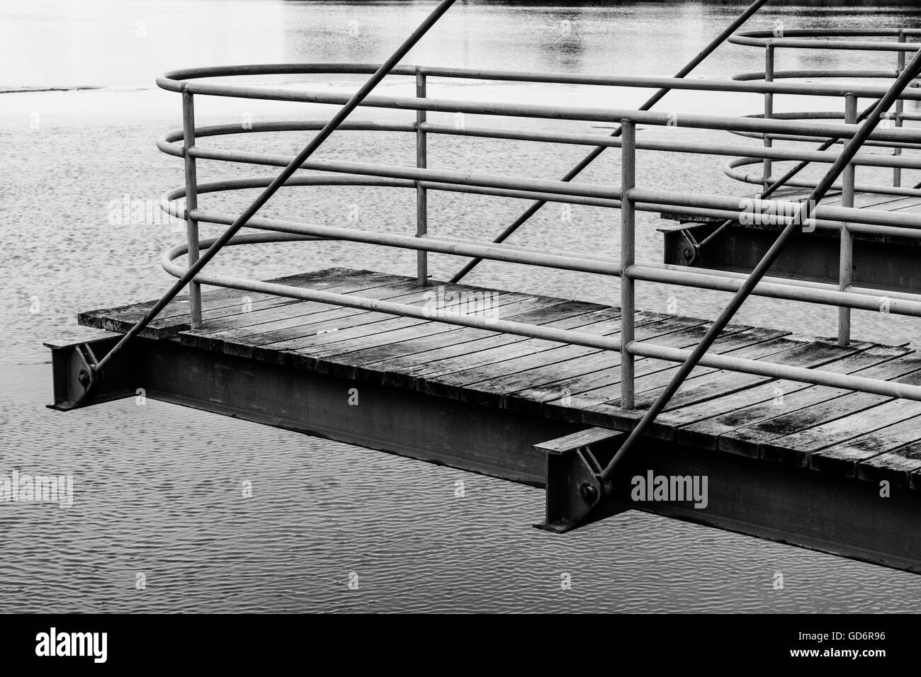 Twin Wooden Promenade Pathways Over River Stock Photo - Alamy
