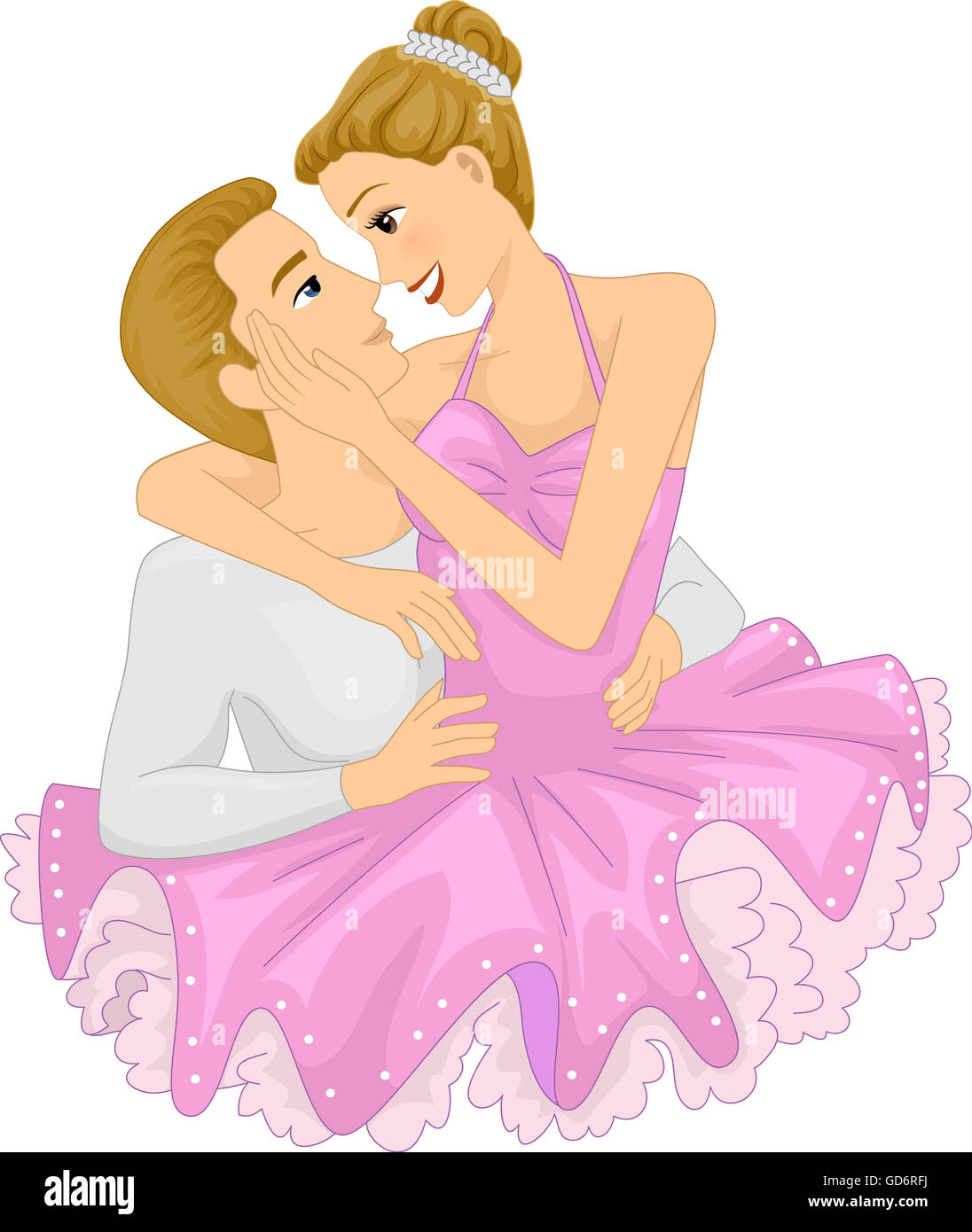 Illustration of a Ballet Dancer Couple in a Romantic Pose Stock Photo ...