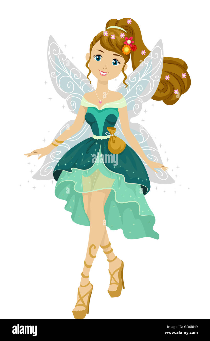 Illustration of a Teenage Girl Dressed as a Cute Fairy Stock Photo - Alamy