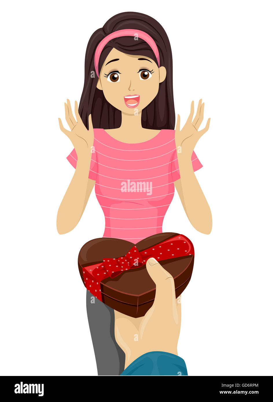 Illustration of a Teenage Girl Receiving a Box of Chocolates Stock ...