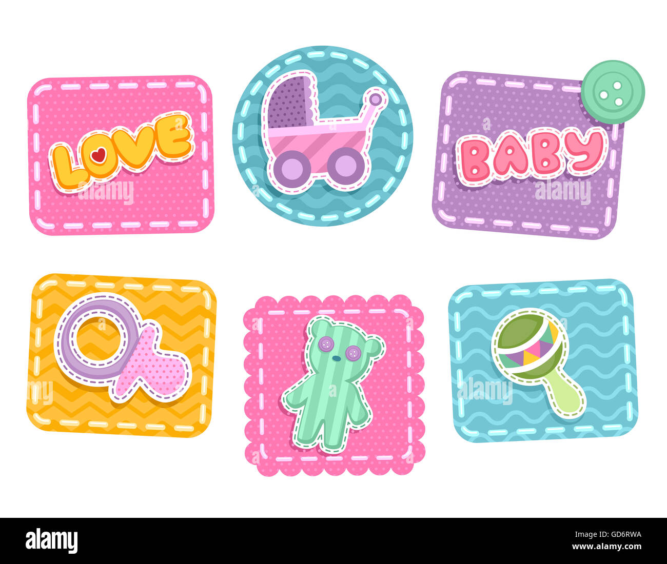 Illustration Featuring Baby Related Patches Stock Photo - Alamy