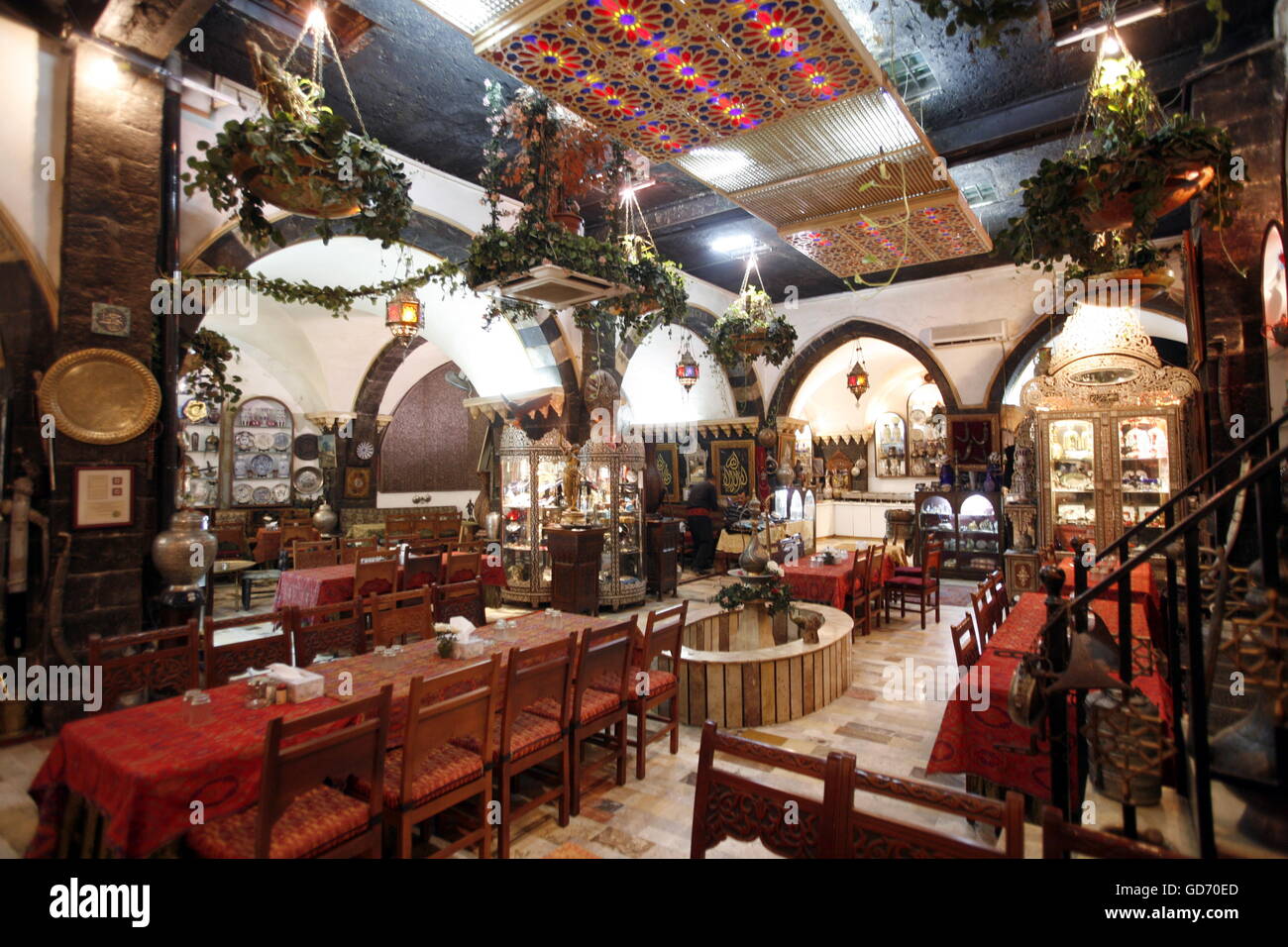 the architecture of a traditional restaurant in the market or souq in ...