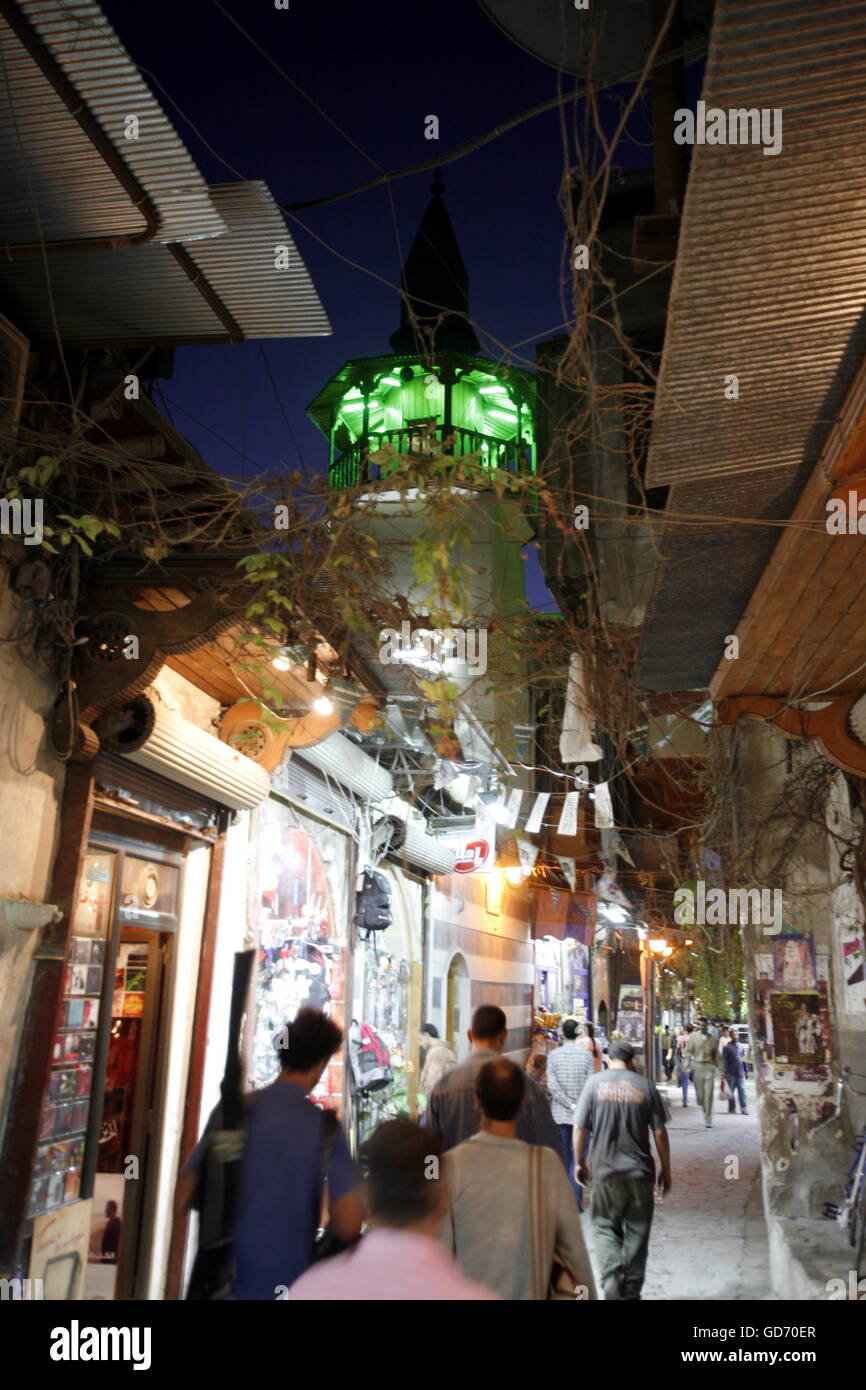 shops in the market or souq in the old town in the city of Damaskus in ...