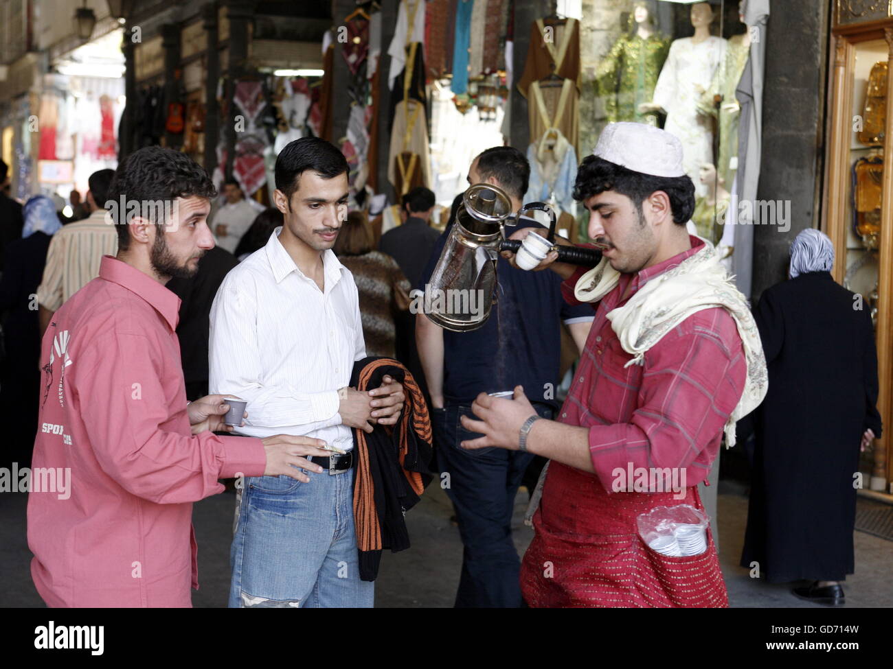 a water seller or Juice seller in the city of Damaskus in Syria in the ...