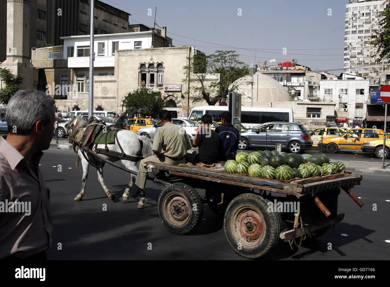 the city centre of Damaskus before the war in Syria in the middle east ...