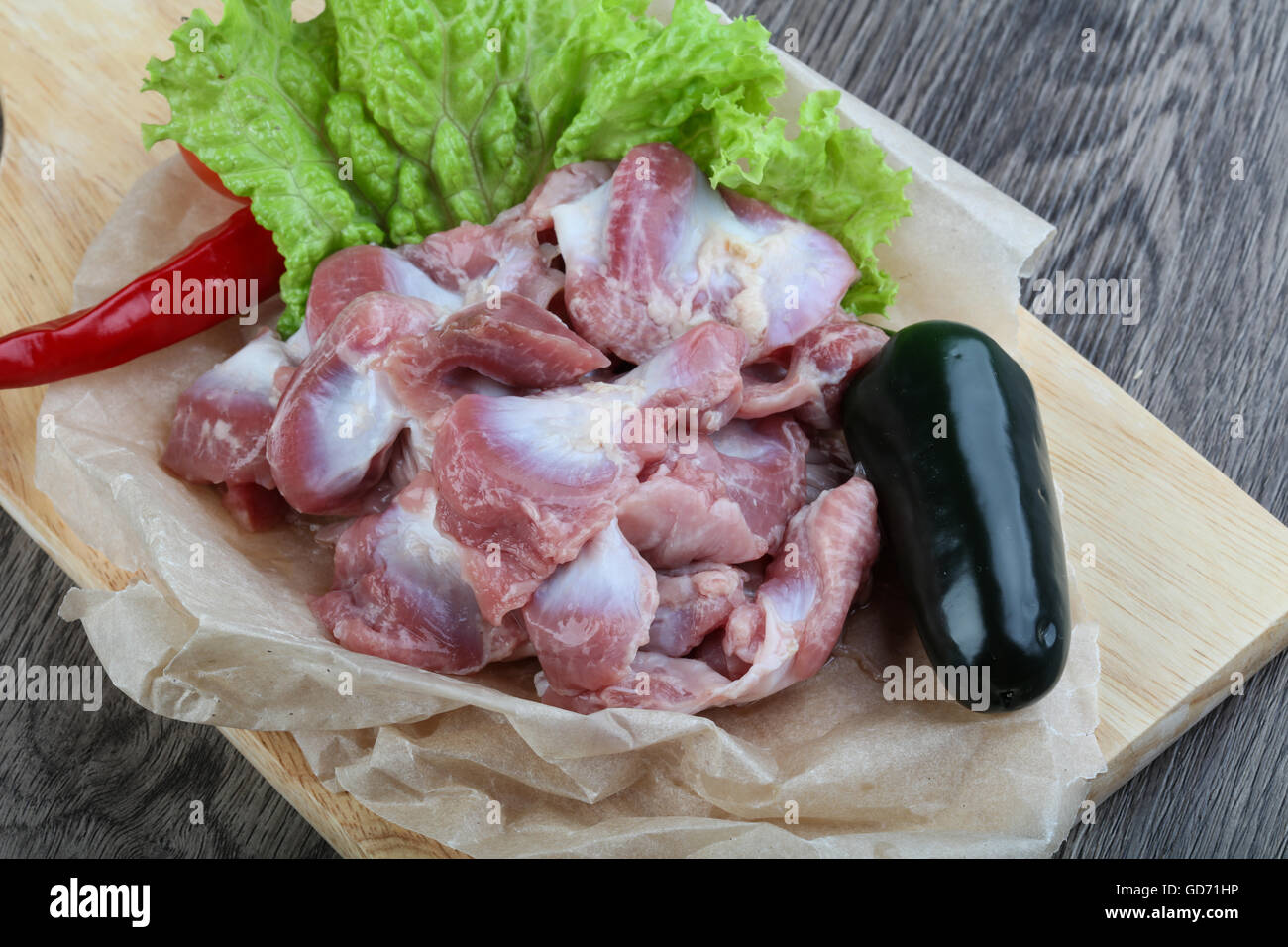 Chicken stomach with pepper ready for cooking Stock Photo - Alamy