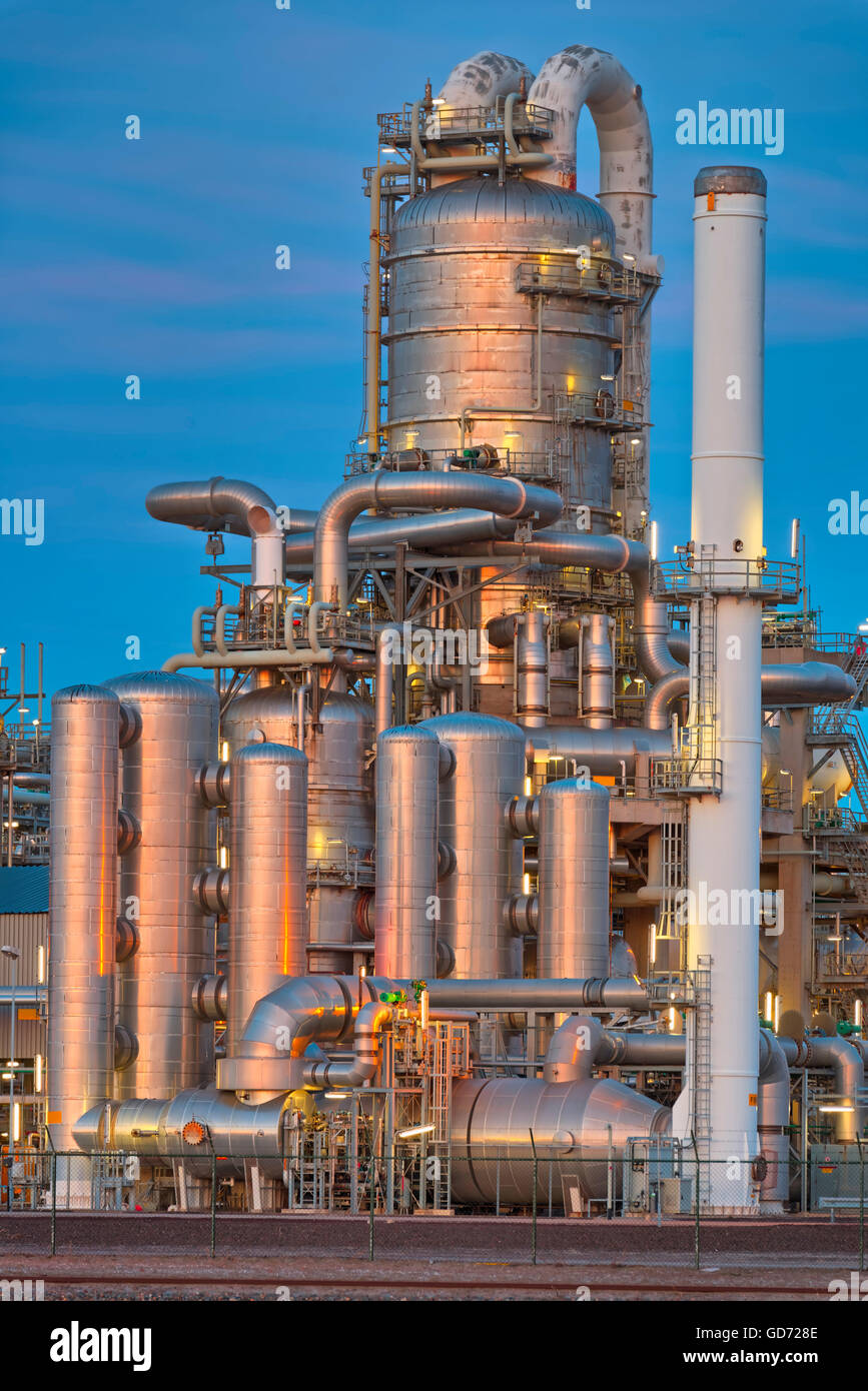 Chemical installation during twilight Stock Photo - Alamy
