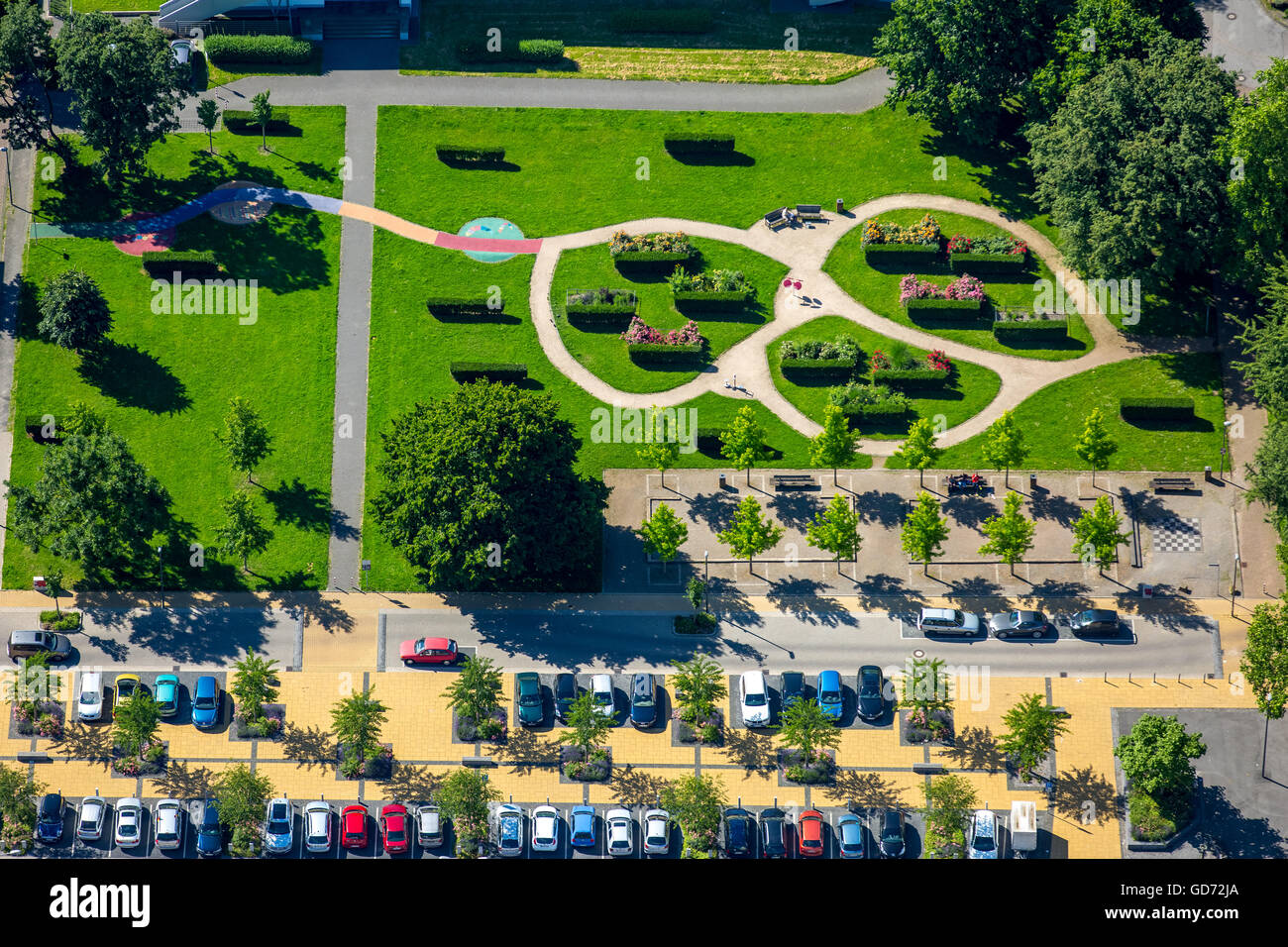 Aerial view, remodeled park on Springerplatz, Elderly Accessible ...