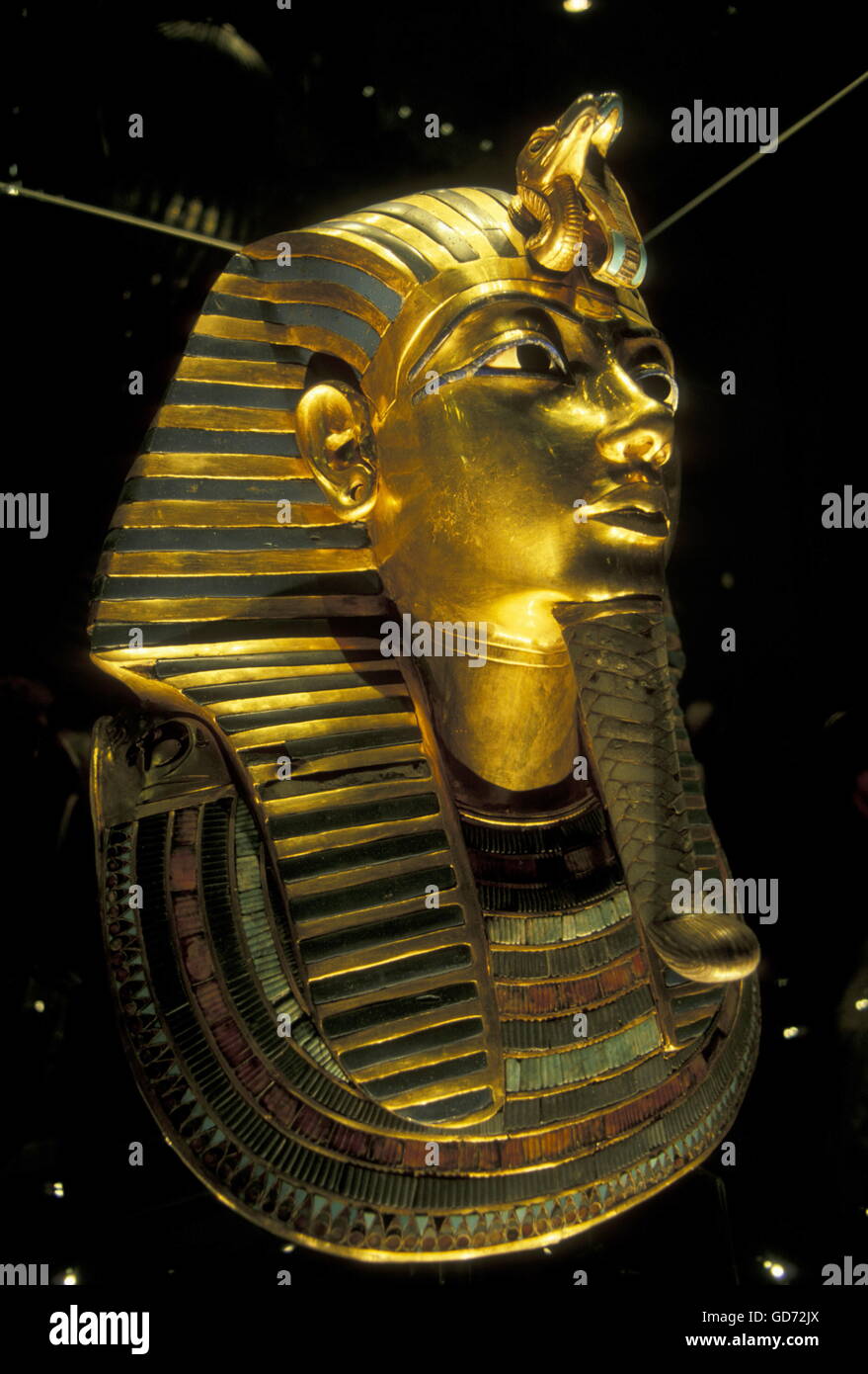 the Tutankhamun mask in the Egyptian Museum in the old town of Cairo ...
