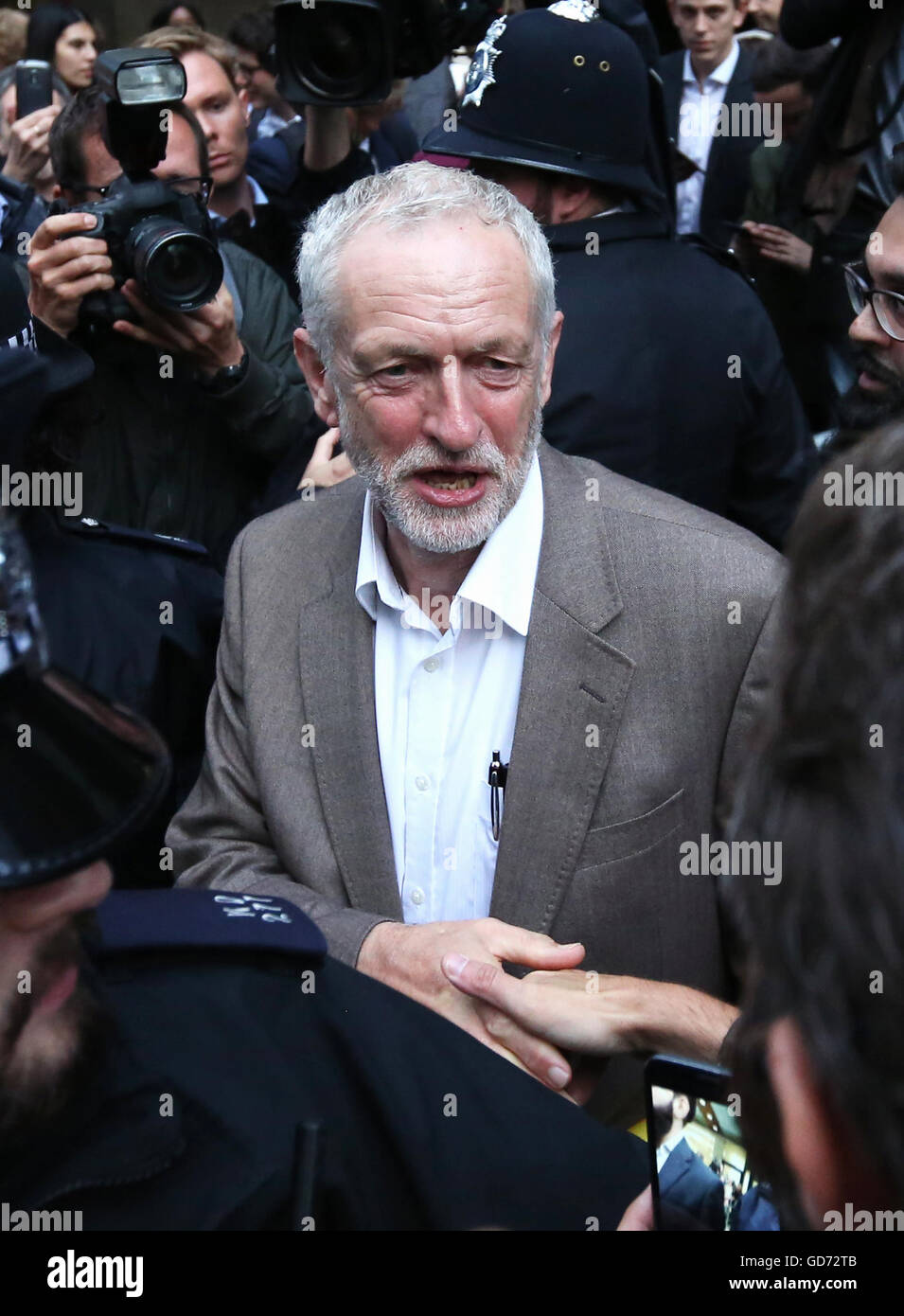 Labour Party leader Jeremy Corbyn leaves Labour HQ in Westminster ...