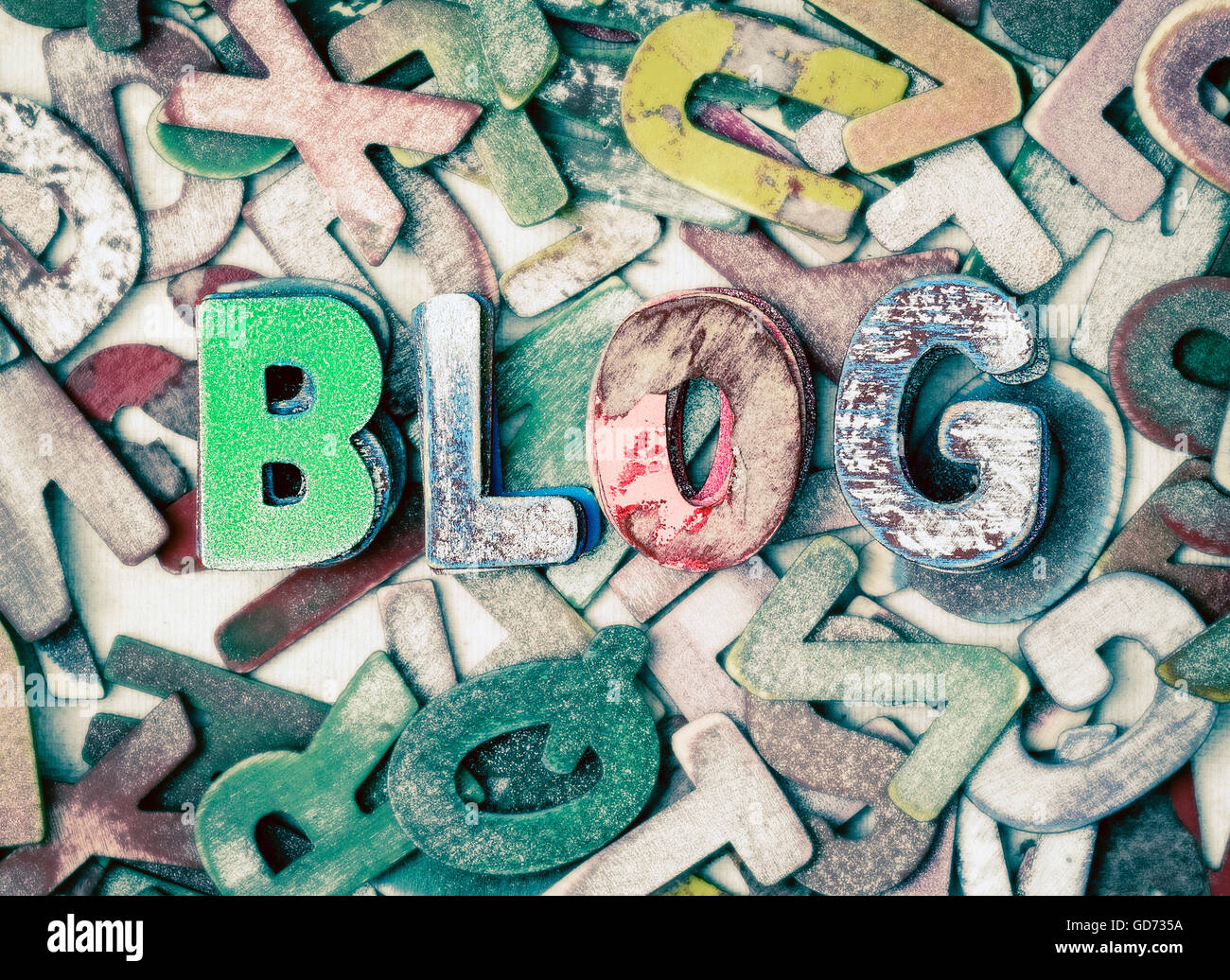 the word blog made from wooden letters Stock Photo - Alamy