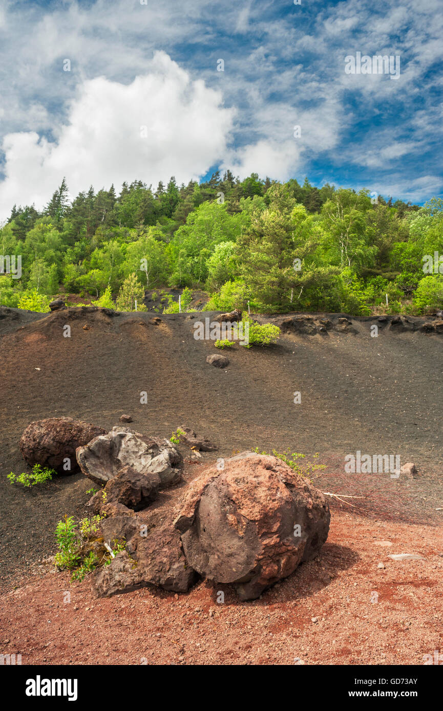 Puy de la Vache Volcano, Auvergne, France, with large basaltic volcanic ...