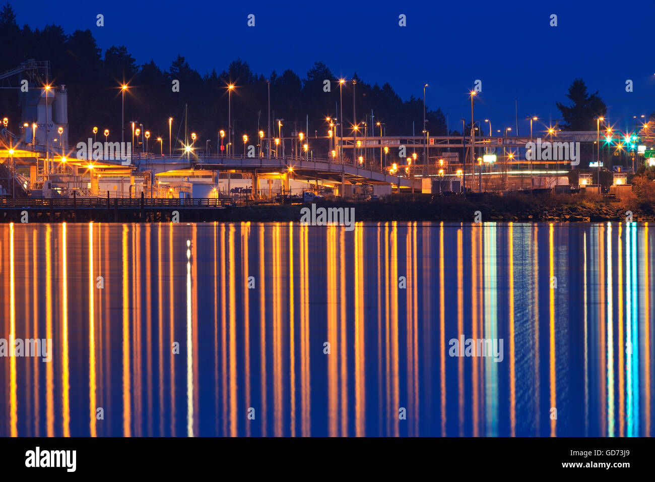BC Ferry terminal at dusk, Departure Bay, Nanaimo, Vancouver Island ...
