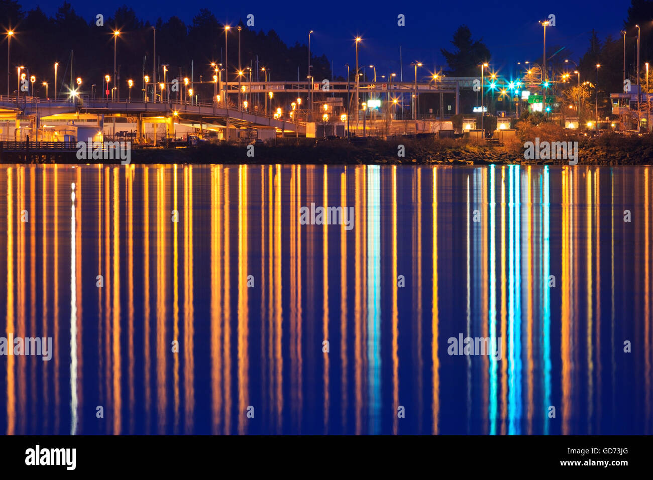 BC Ferry terminal at dusk, Departure Bay, Nanaimo, Vancouver Island ...